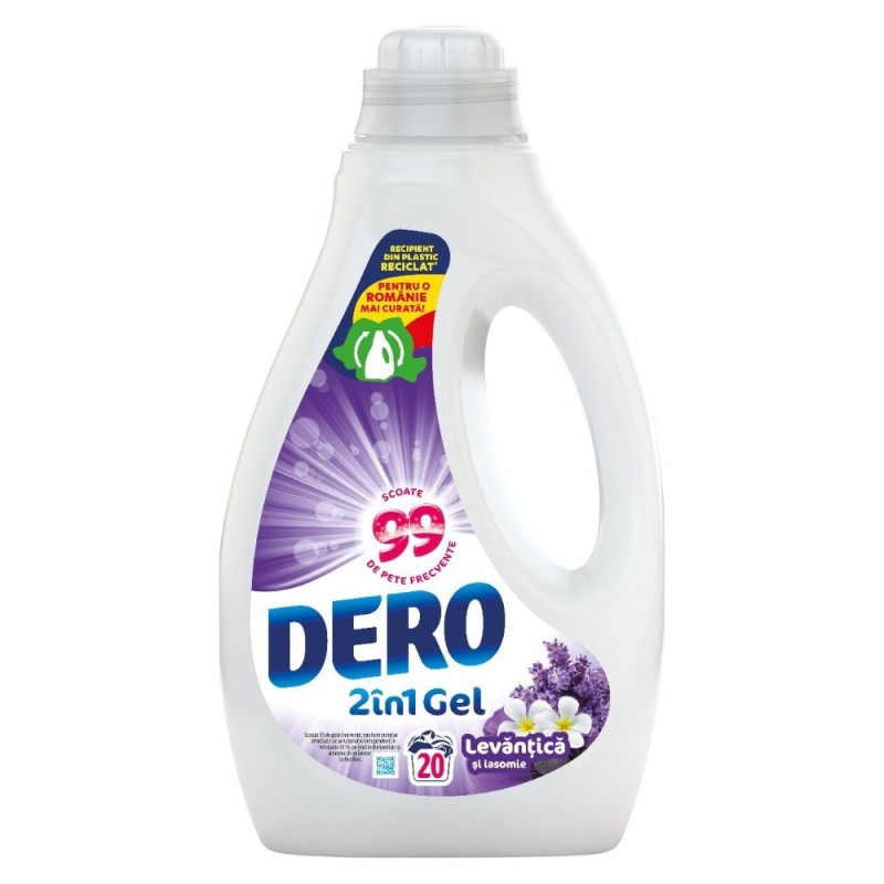 Set 2 x Detergent de Rufe Gel Dero 2 in 1, cu Levantica si Iasomie, 1 l ...