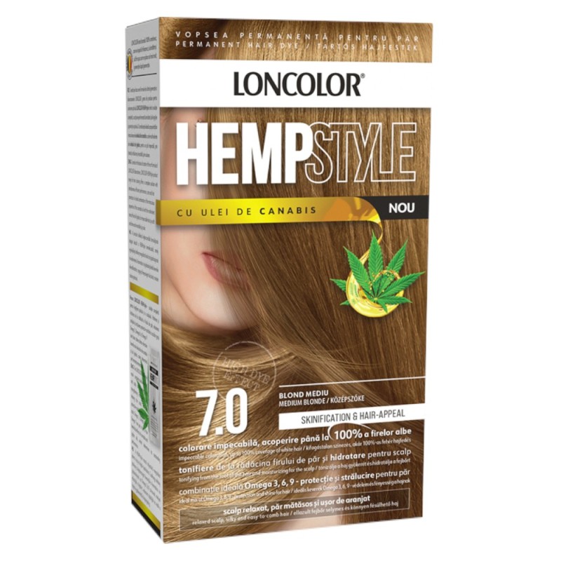 Vopsea de Par Permanenta Loncolor Hempstyle cu Ulei de Canabis, 7.0 ...