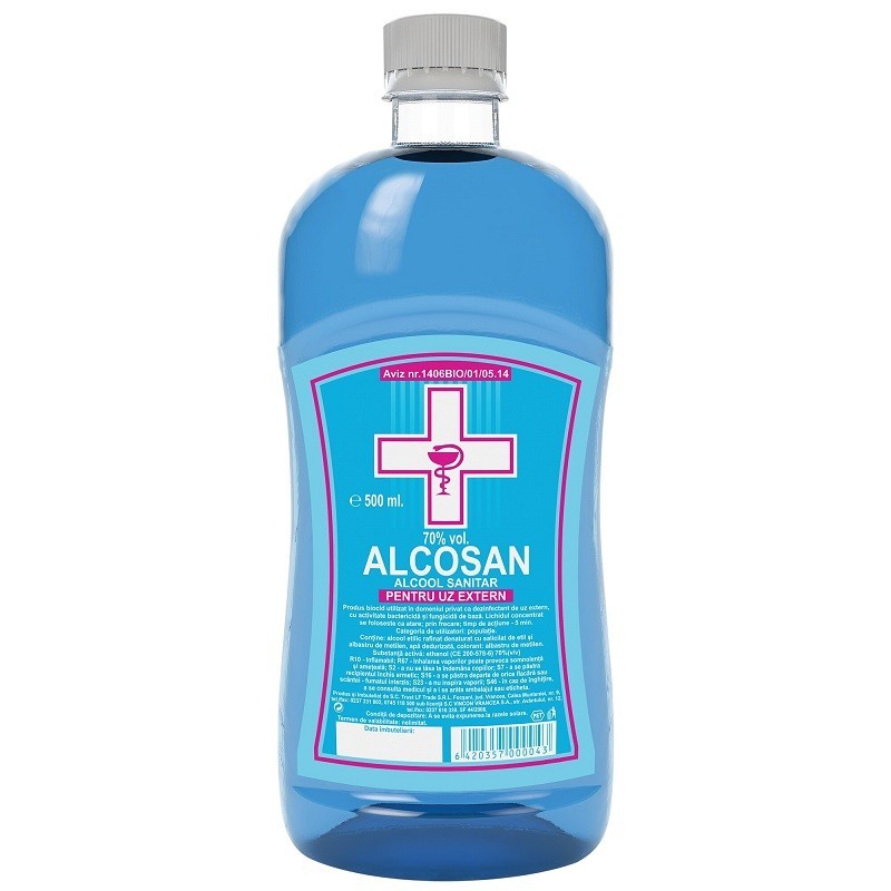 Set 4 x Alcool Sanitar Alcosan, 70%, Pet, 0.5 l Oferta Pret - Trada.ro