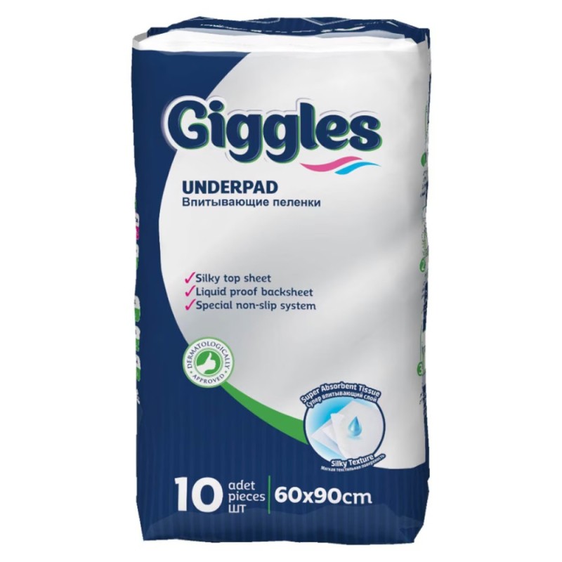 Set 2 x 10 Aleze pentru Pat, Giggles Underpad, 60 x 90 cm Oferta Pret ...