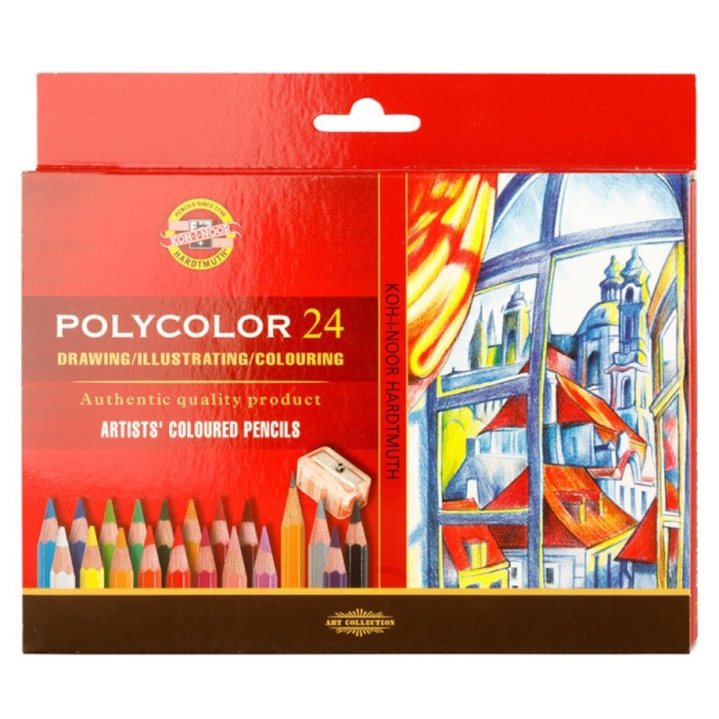 Set 24 Creioane Colorate Polycolor + Ascutitoare + 2 Creioane Grafit ...