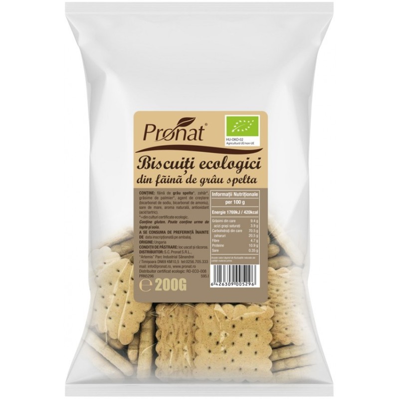 Biscuiti BIO din Faina de Grau Spelta, 200 g, Pronat Oferta Pret - Trada.ro