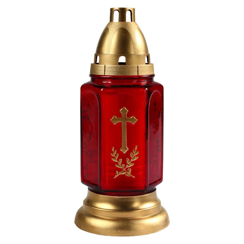 Candela Felinar din Sticla Rosu, 36 Ore Oferta Pret - Trada.ro