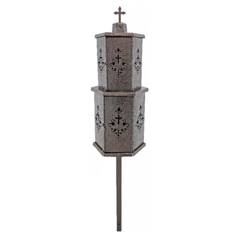 Felinar Metalic pentru Cimitir Dublu, cu Etaj fara Sticla, Cupru Oferta ...