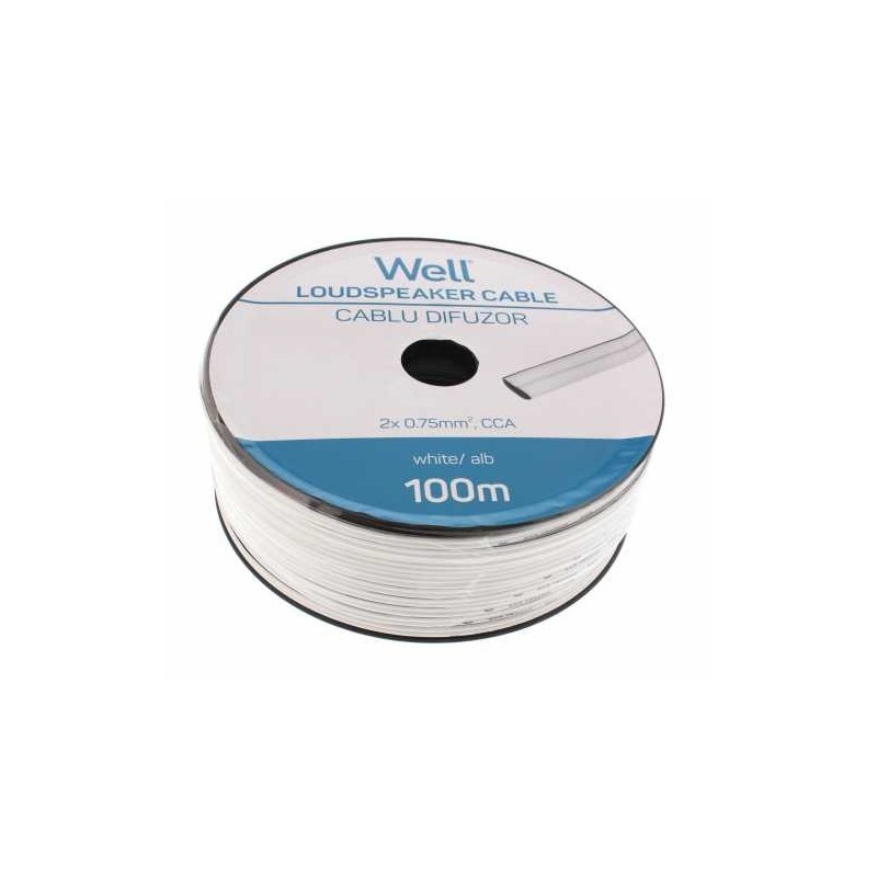Cablu Difuzor Alb 2 x 0.75mmp, 100m, Well Oferta Pret - Trada.ro