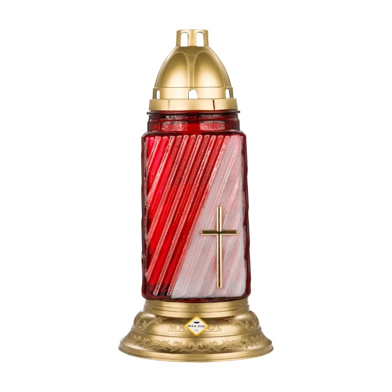 Candela din Sticla, Tip Felinar, Cruce Aurie, 913-CR-R Oferta Pret ...