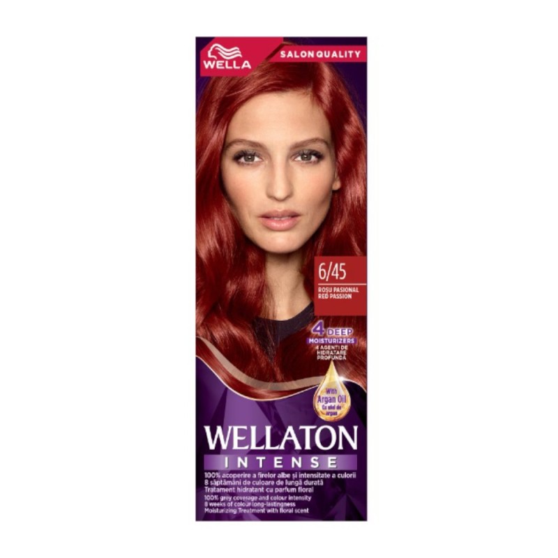 Vopsea de Par Permanenta Wella Wellaton, 6/45 Rosu Pasional, 110 ml ...