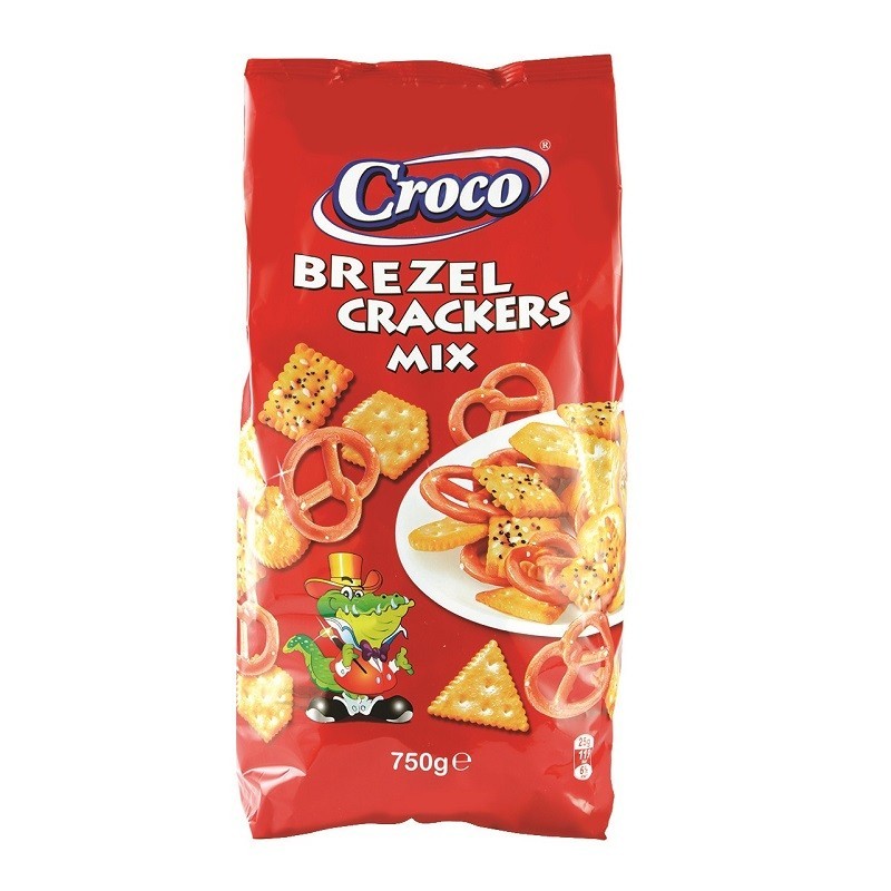 Set 2 x Covrigei si Biscuiti Sarati Croco Mix Brezel&Crackers, 750 g ...