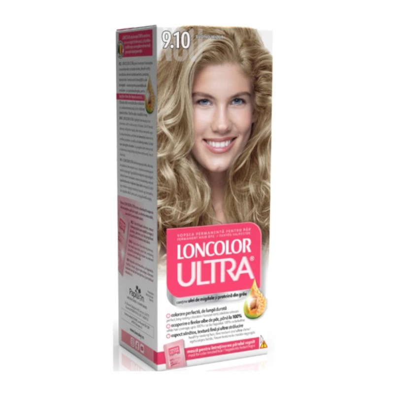 Set 2 x Vopsea de Par Permanenta Loncolor Ultra, 9.10 Blond Irizat, 200 ...