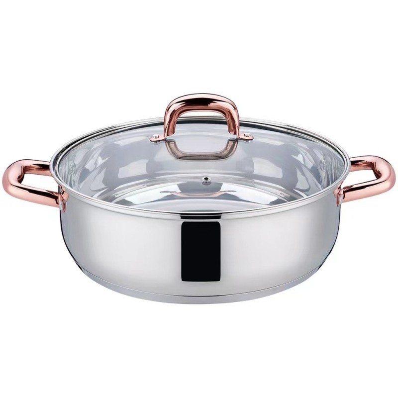 Set 2 x Cratita din Inox, cu Capac din Sticla, 30 cm, 6.60 l, Grunberg ...