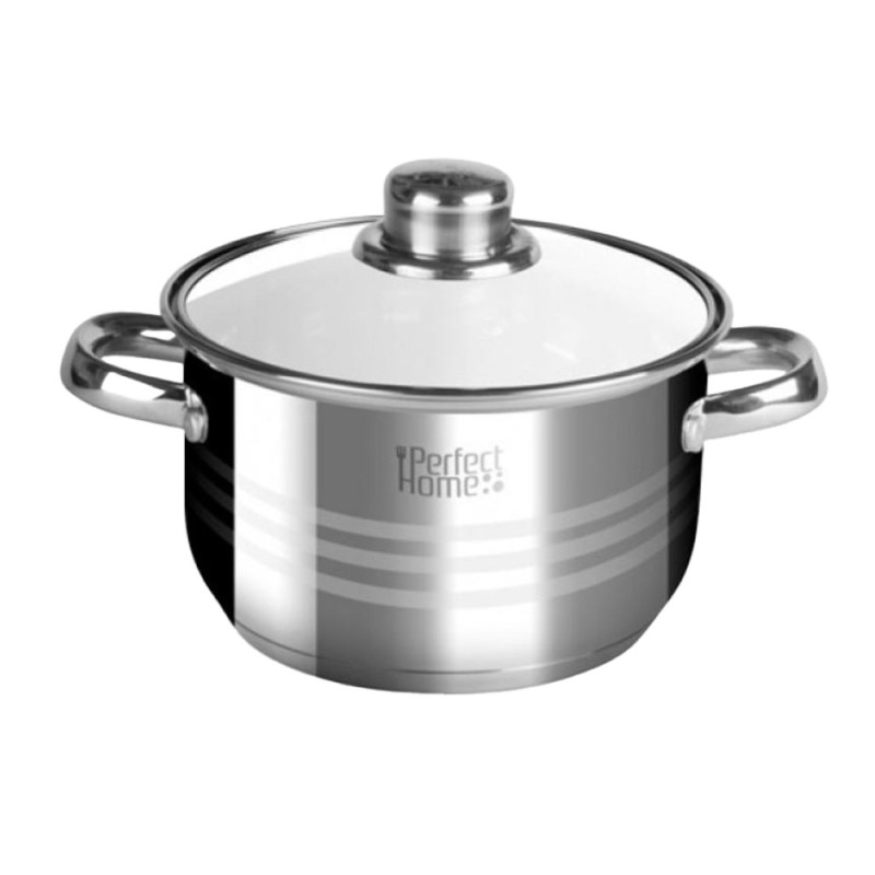 Oala din Inox, cu Capac, 16 x 10 cm, 2 l, Argintiu, Perfect Home Oferta ...