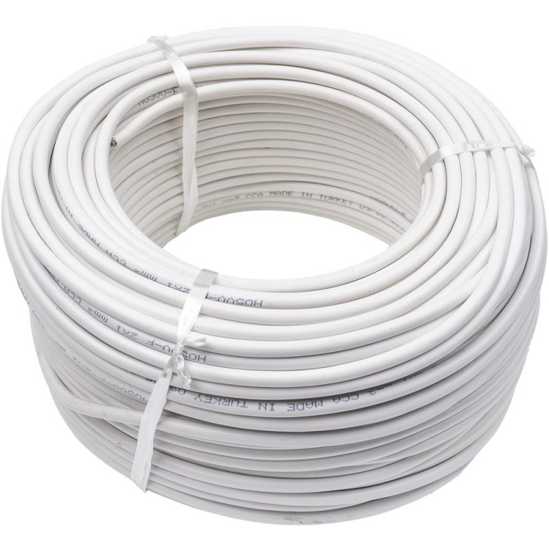 Cablu Electric Simplu Alb, 2 x 1 x 100 m, Clasa de Protectie A++ Oferta ...