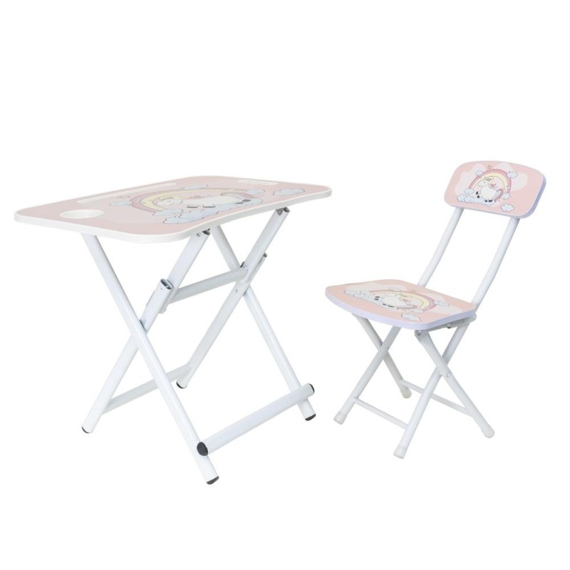 Birou si Scaun pentru Copii, Metal si Lemn, Pliabile, Roz Oferta Pret ...