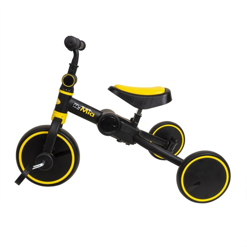 Tricicleta Pliabila 2 in 1, Negru-Galben, Reglabila in Inaltime, 2 ...