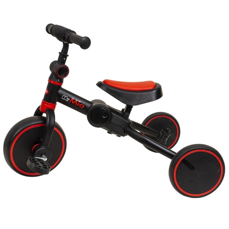 Tricicleta Pliabila 2 in 1, Negru-Rosu, Reglabila in Inaltime, 2 + Ani ...