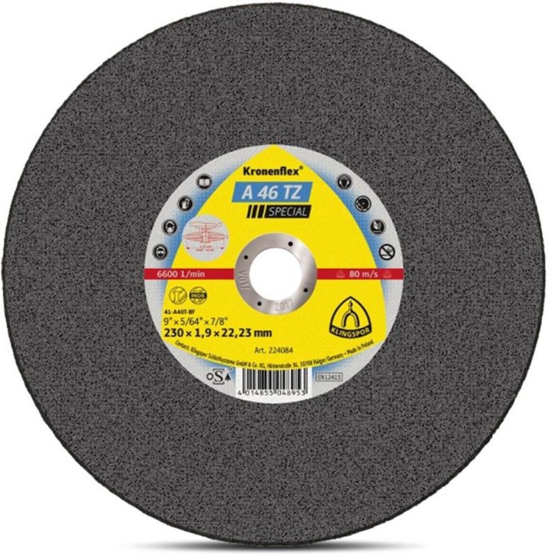 Disc de Debitare Special, A 46 TZ, pentru Inox, 230 x 1.9 x 22 mm, Z ...