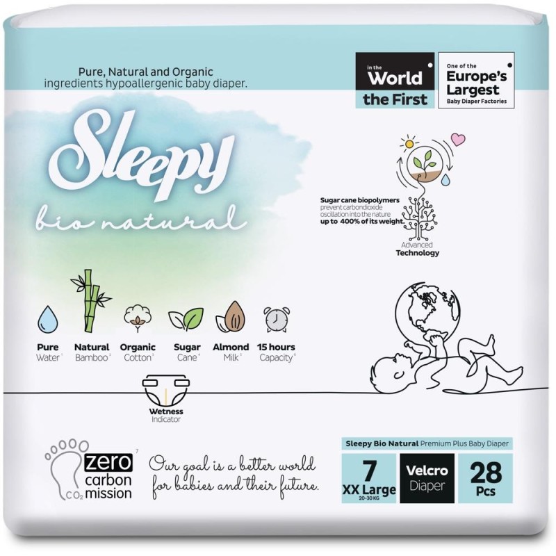 Scutece pentru Bebelusi Sleepy Bio Natural Double- Nr 7, XXL, 20-30 kg ...