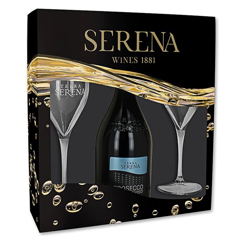 Pachet Prosecco Alb Extra Dry Terra Serena, 0,75 l + 2 Pahare Oferta ...