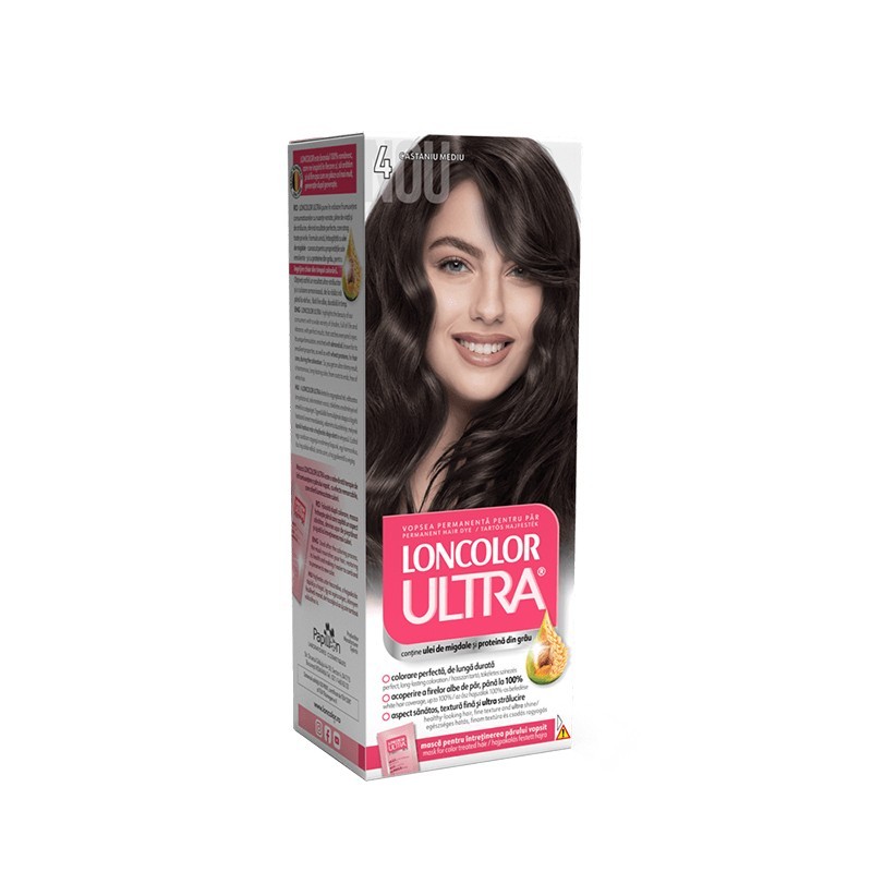 Vopsea de Par Permanenta Loncolor Ultra 4 Castaniu Mediu, 100 ml Oferta ...