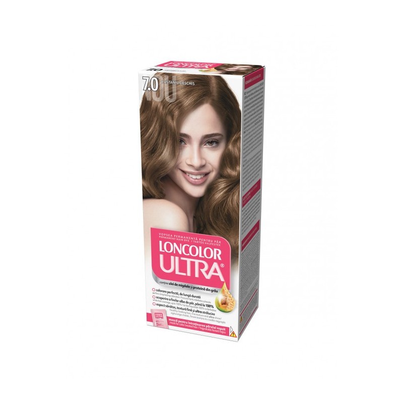Vopsea de Par Permanenta Loncolor Ultra 7.0 Castaniu Deschis, 100 ml ...