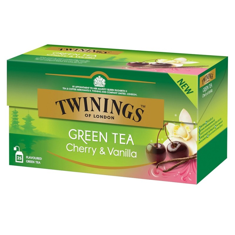 Set 2 x 25 Pliculete Ceai Twinings Verde cu Aroma Cirese si Vanilie ...