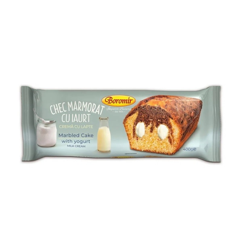 Chec Marmorat cu Iaurt si Crema cu Lapte Boromir, 400 g Oferta Pret ...